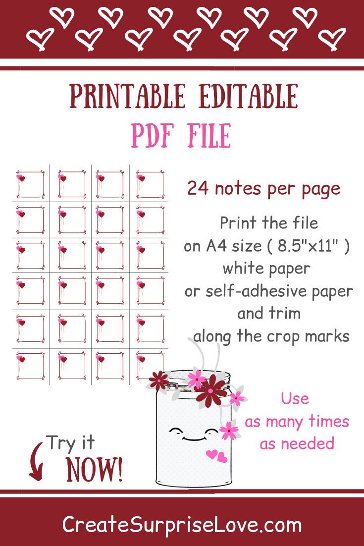 Love Notes Template Personalized Note Cards Printable Message - Etsy