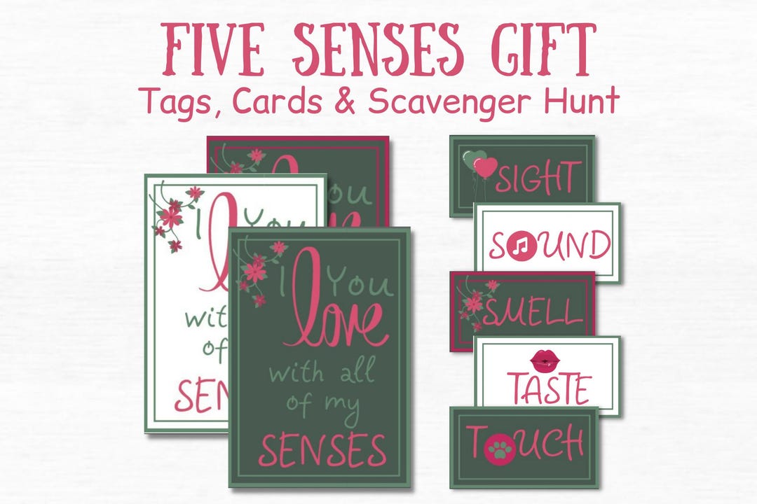 5 Senses Gift Tags Adult Scavenger Hunt Clue Game for Couples Treasure ...