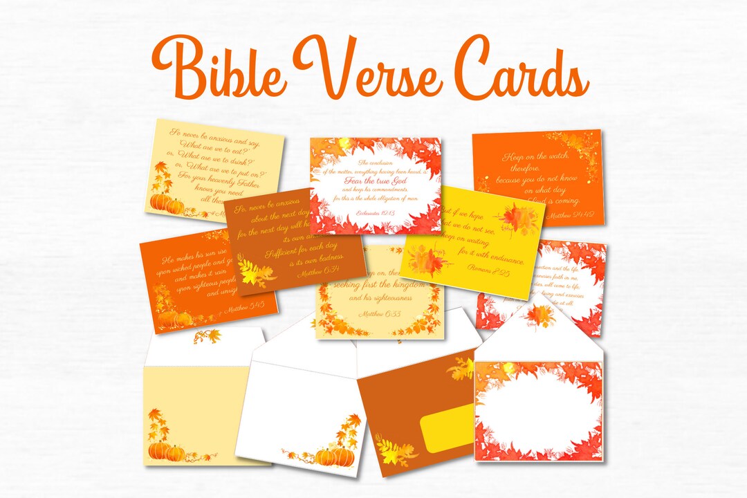 Bible Verse Cards Printable Stationery Set Autumn Christian Gifts Cute ...