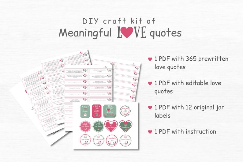 365 Inspirational Quotes Love Jar Notes Printable Quotes Cards DIY ...