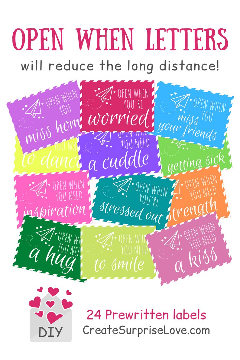 Open When Letters Printable Labels DIY Kit Long Distance | Etsy