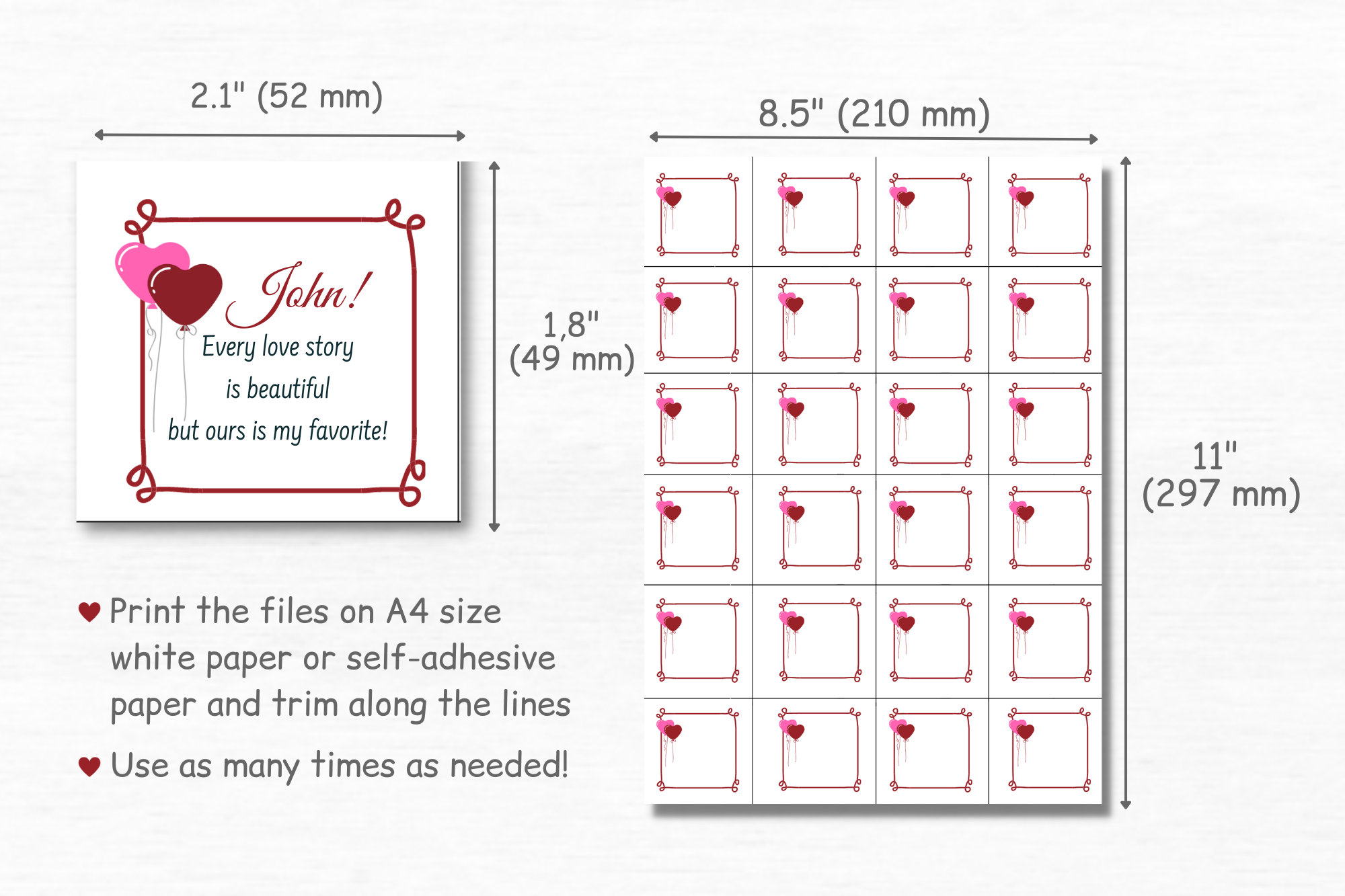 Love Notes Template Personalized Note Cards Printable Message Cards ...