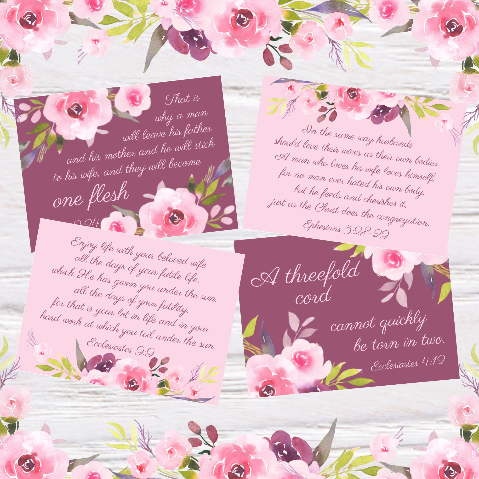 Bible Verse Cards Printable Stationery Set Rose Watercolor | Etsy