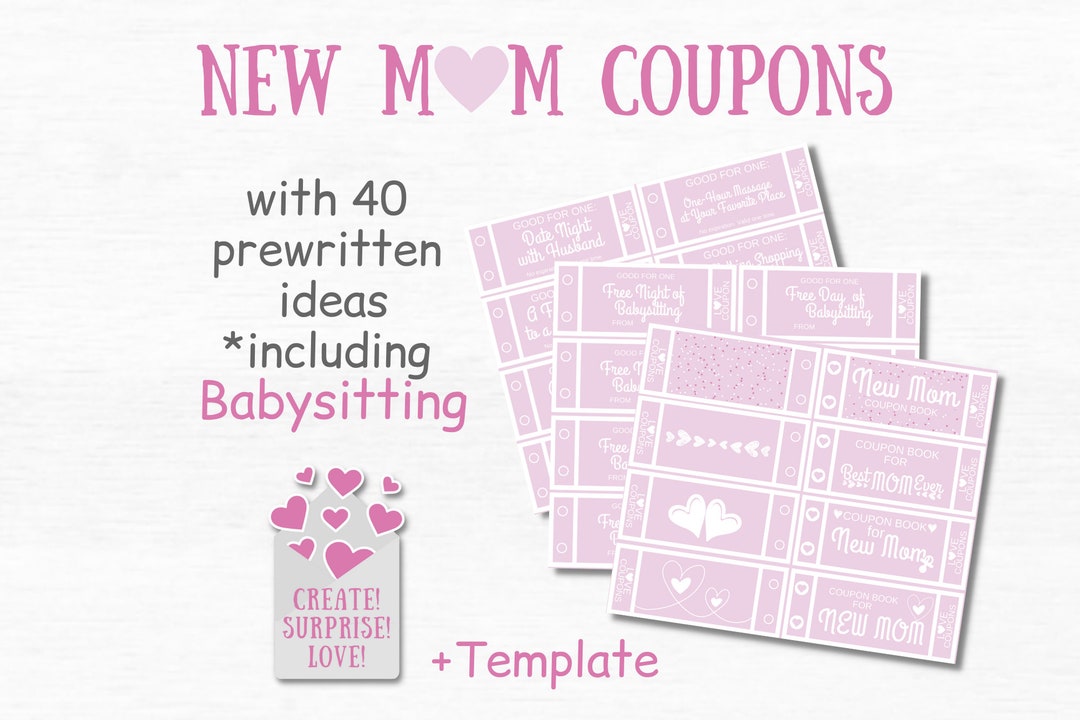 New Mom Gift Coupon Book Expecting Mom Gift New Mom Care Package DIY ...
