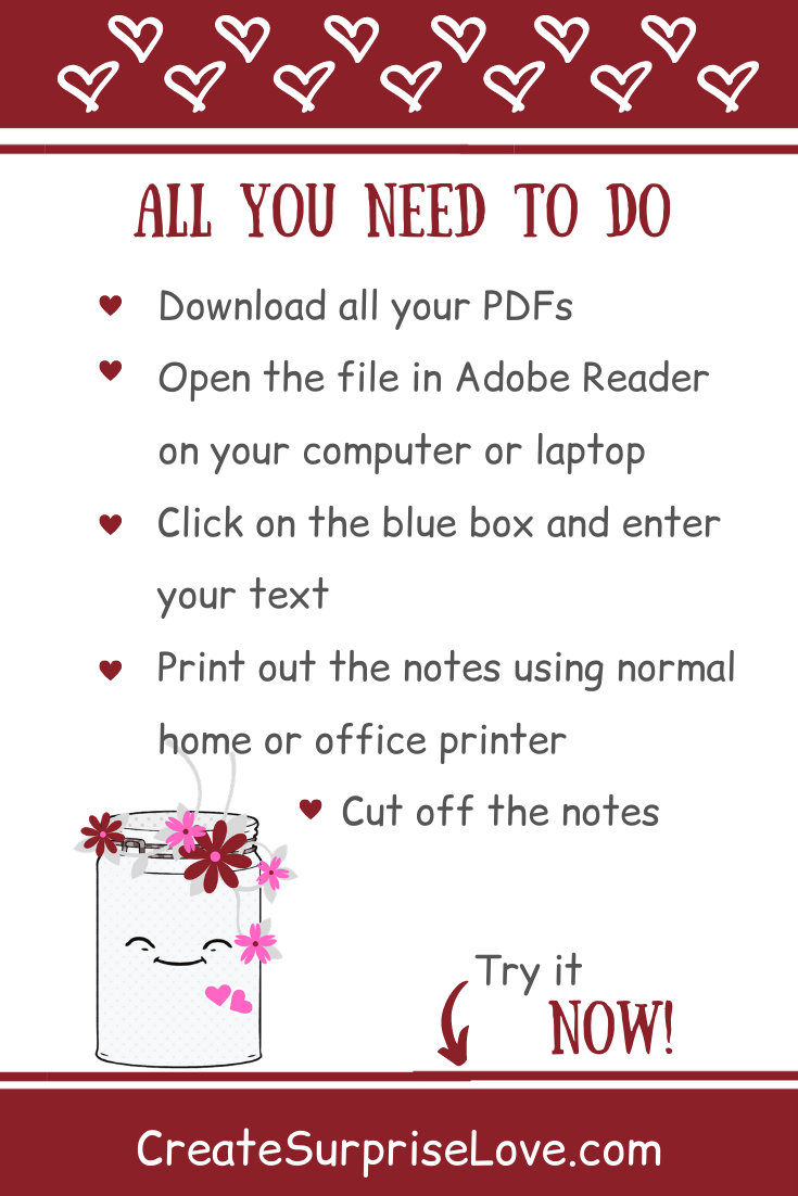 Love Notes Template Personalized Note Cards Printable Message - Etsy