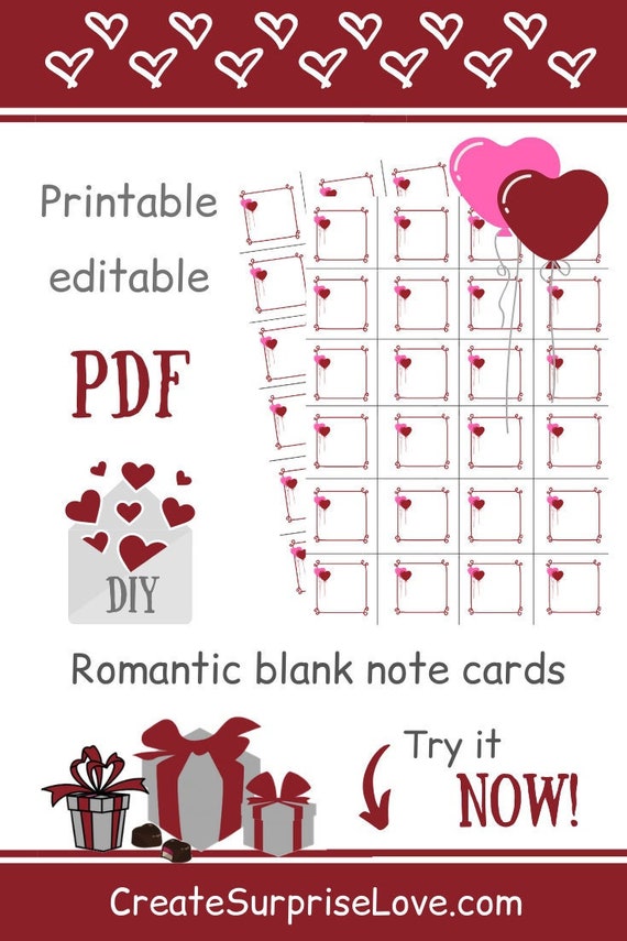 Love Notes Template Personalized Note Cards Printable Message - Etsy
