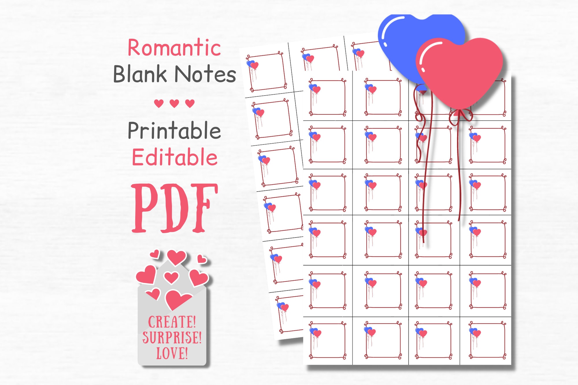 Love Notes Template Printable Message Cards Personalized Note Cards ...