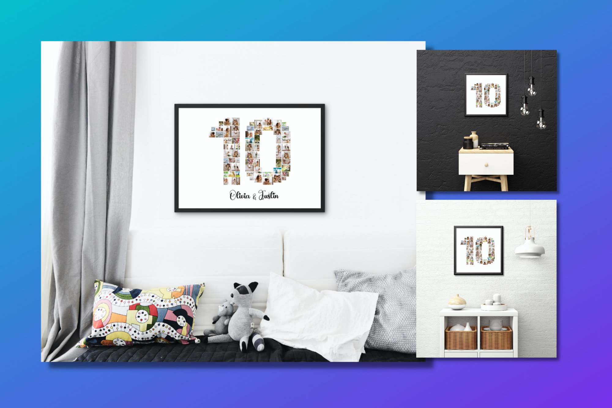 Number Photo Collage Template Custom Canva Frames Family Photo Collage ...