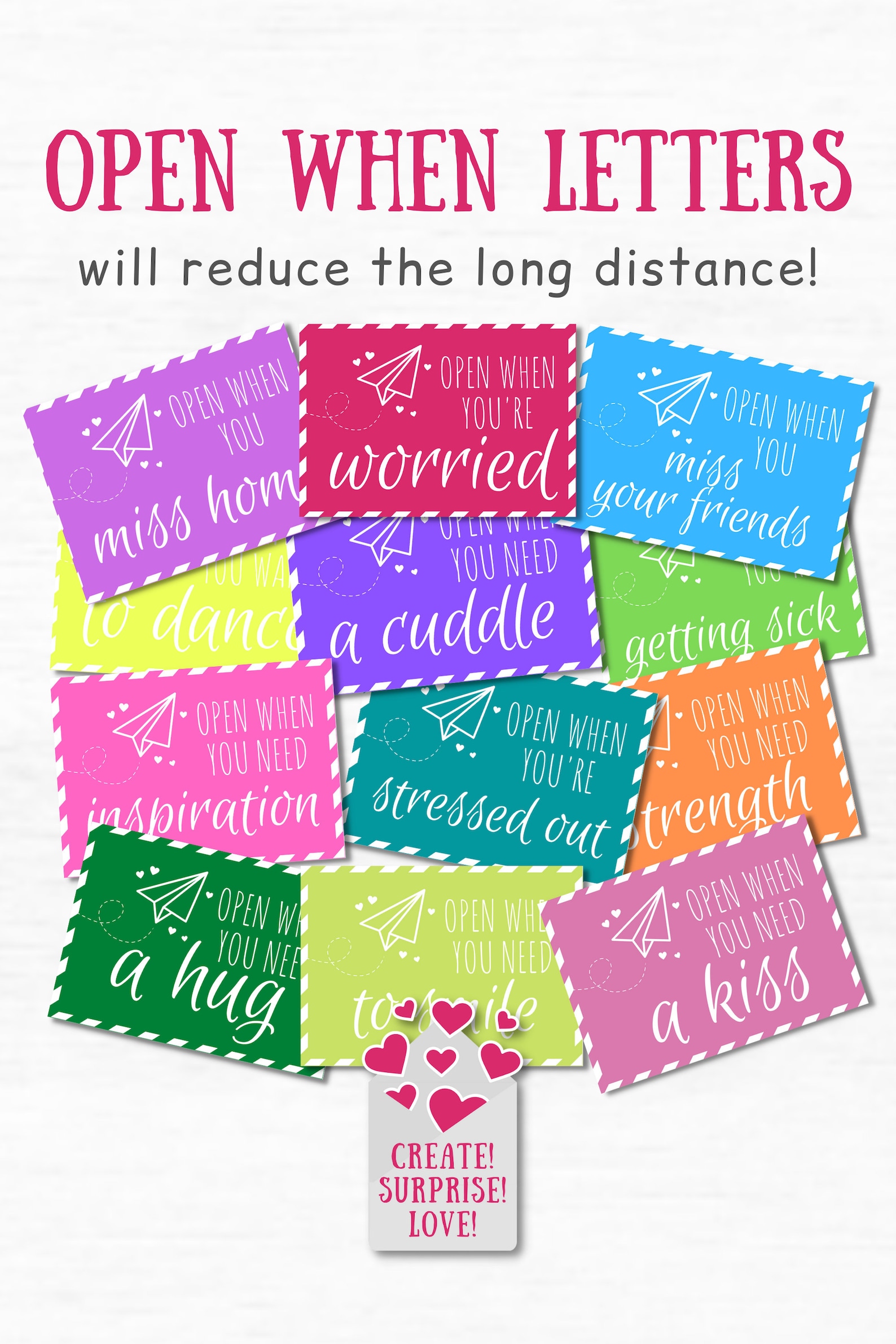 Open When Letters Printable Labels DIY Kit Long Distance Relationship ...