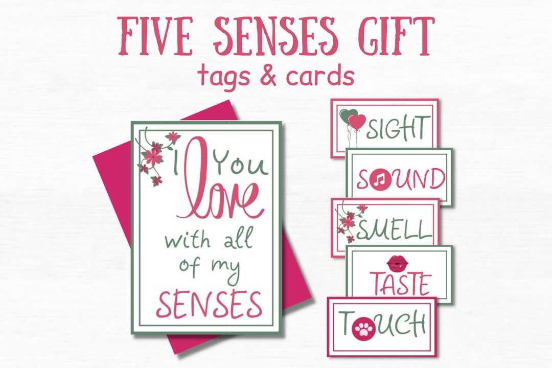 5 Senses Gift Tags Printable Labels 1st Anniversary Gift for Husband ...