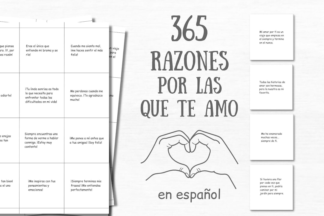 365 Reasons Why I Love You Jar Notes in Spanish Sentimental 1 Year ...