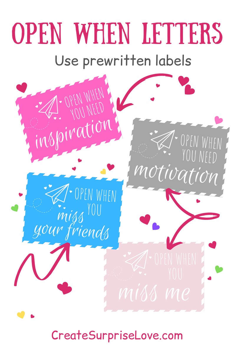 Open When Letters Printable Labels DIY Kit Long Distance | Etsy