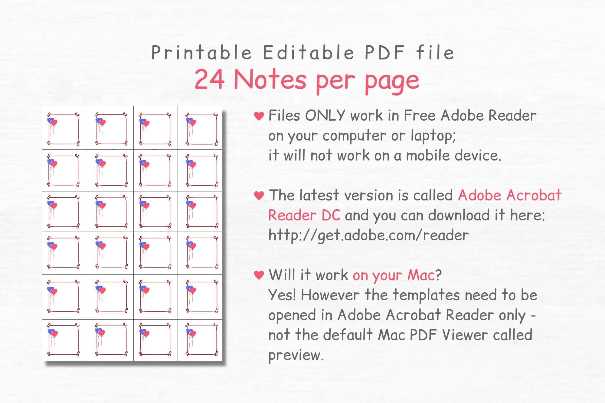 Love Notes Template Printable Message Cards Personalized Note Cards ...