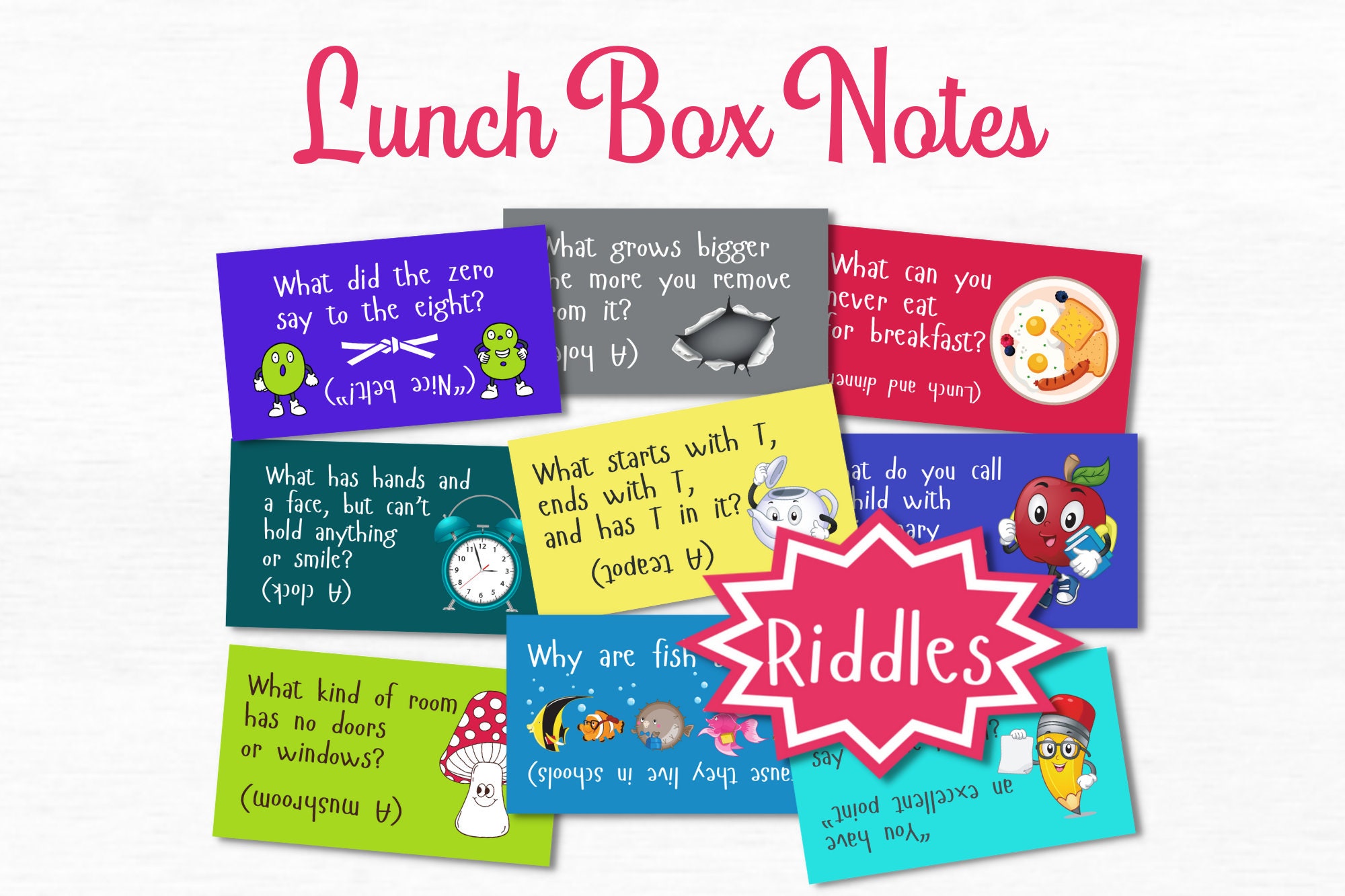 Printable Lunch Box Notes for Kids Riddles Lunchbox Notes for ...