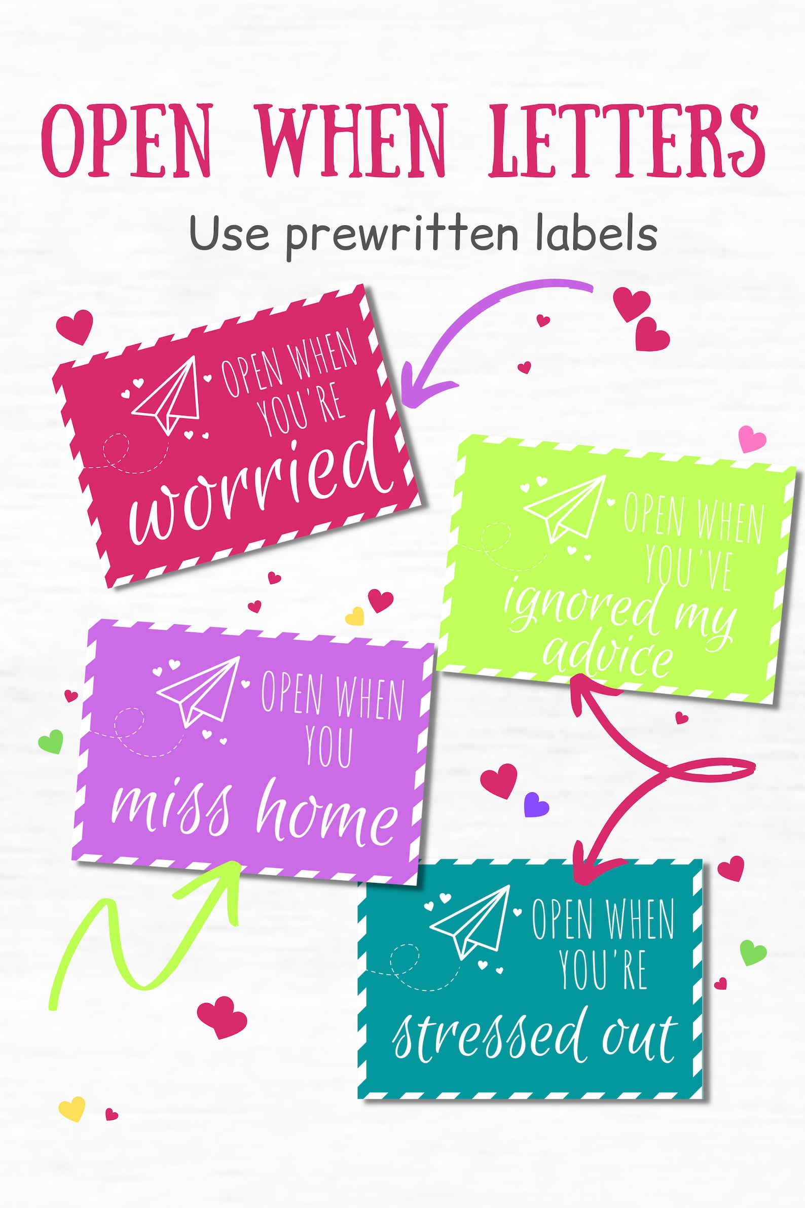 Open When Letters Printable Labels DIY Kit Long Distance Relationship ...