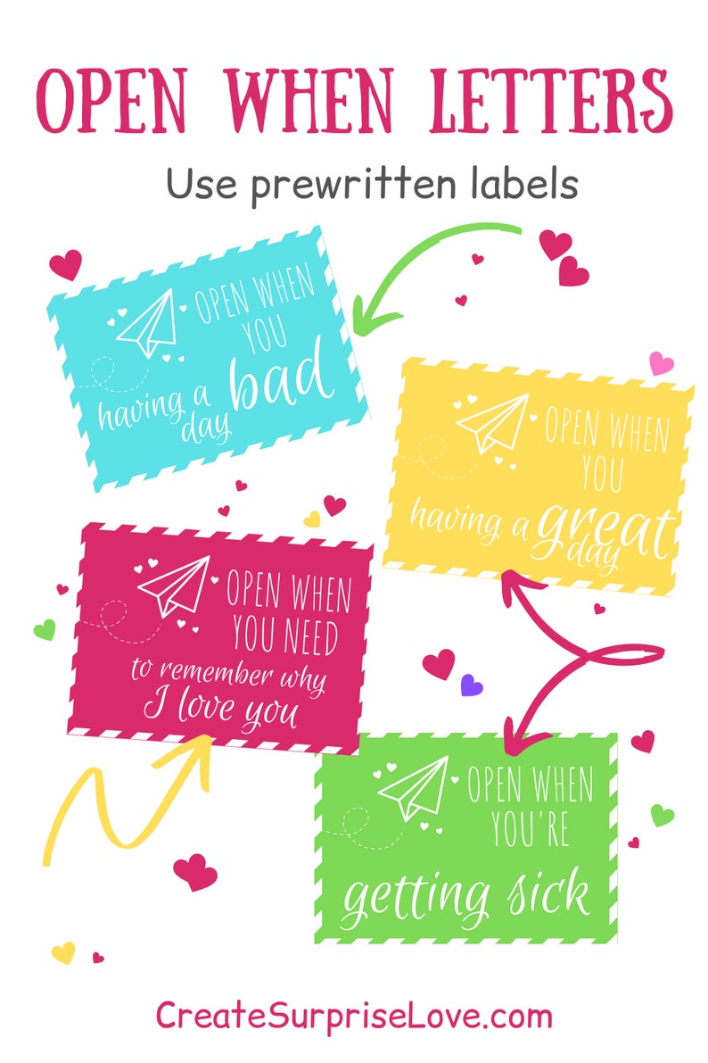 Open When Letters Printable Labels DIY Kit Long Distance | Etsy