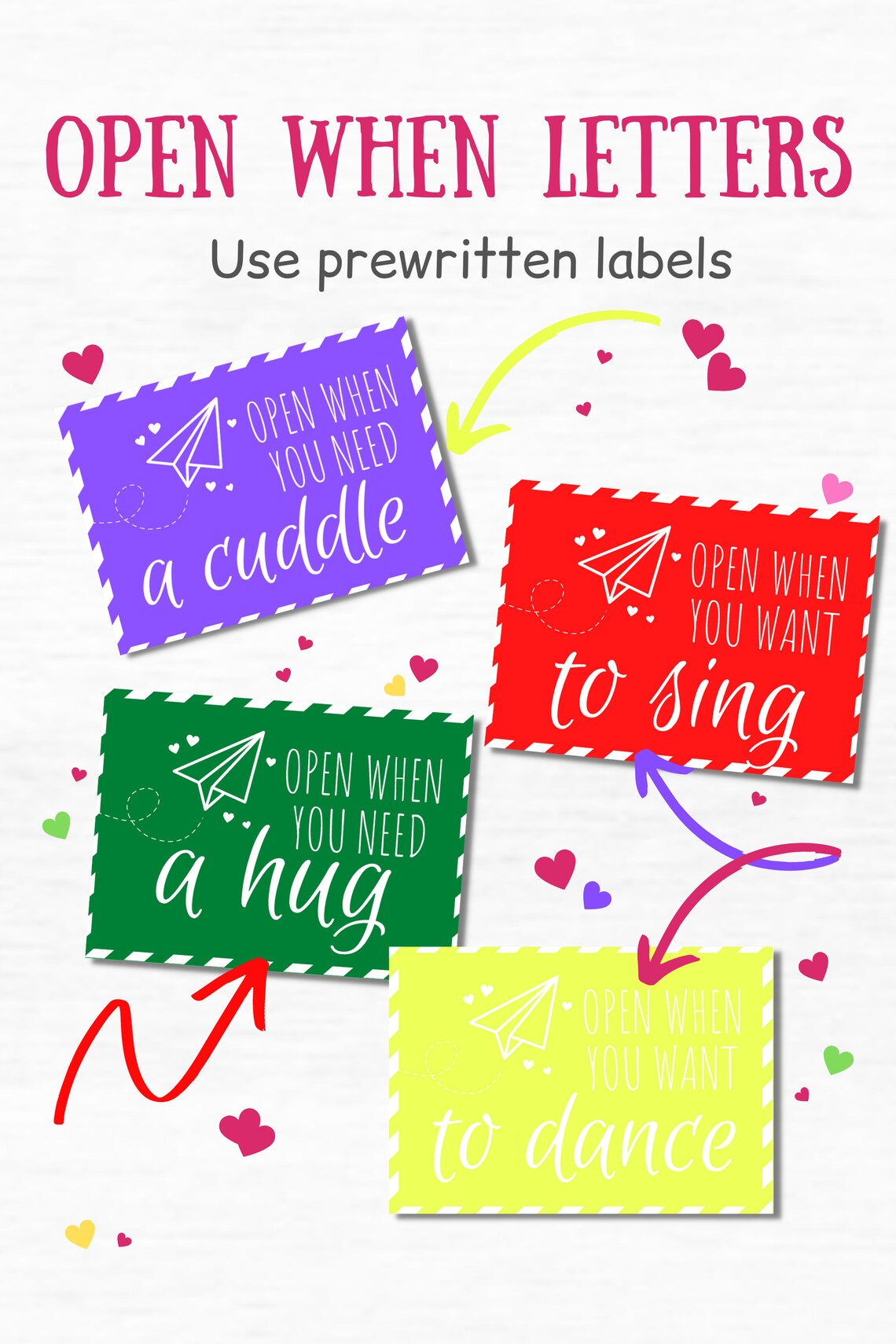 Open When Letters Printable Labels DIY Kit Long Distance Relationship ...