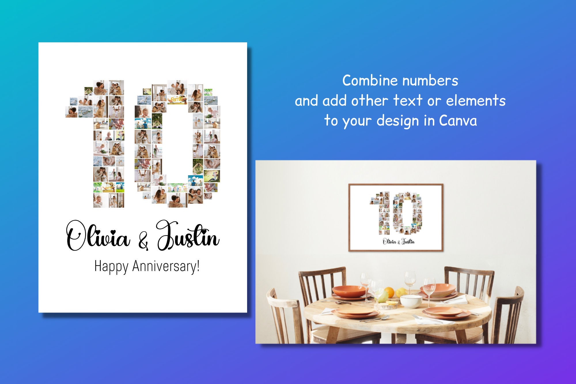 Number Photo Collage Template Custom Canva Frames Family Photo Collage ...
