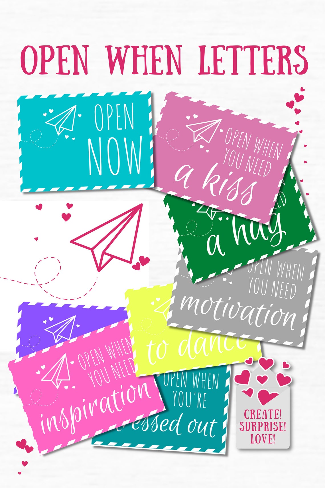 Open When Letters Printable Labels DIY Kit Long Distance Relationship ...
