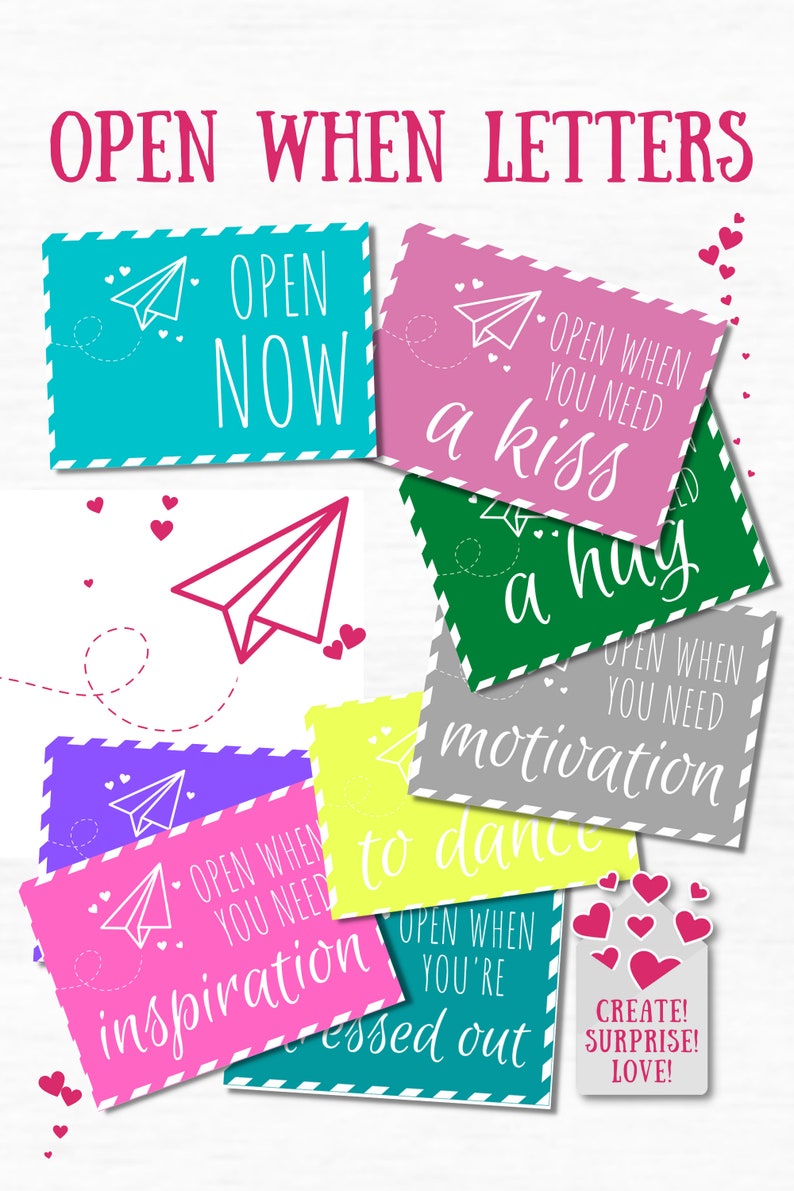 Open When Letters Printable Labels DIY Kit Long Distance Relationship ...