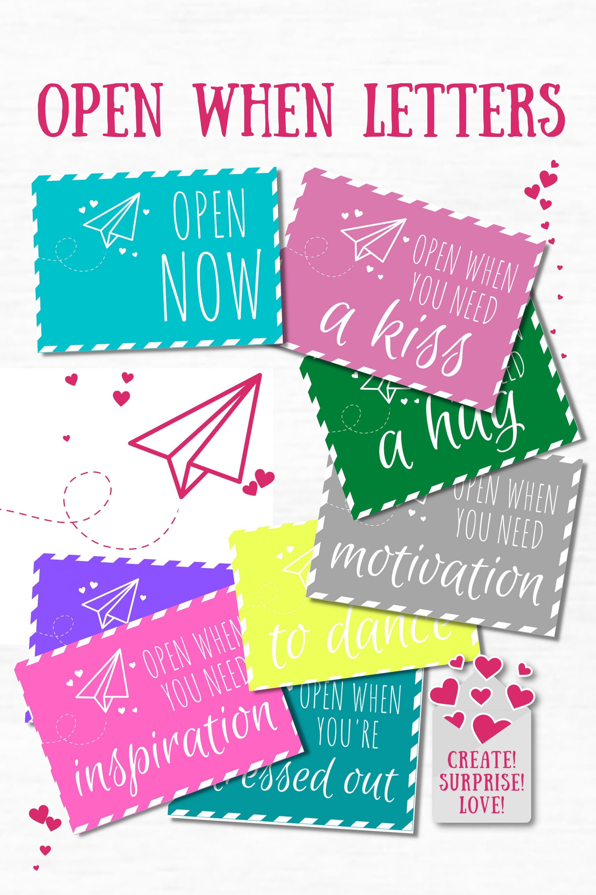 Open When Letters Printable Labels DIY Kit Long Distance Relationship ...