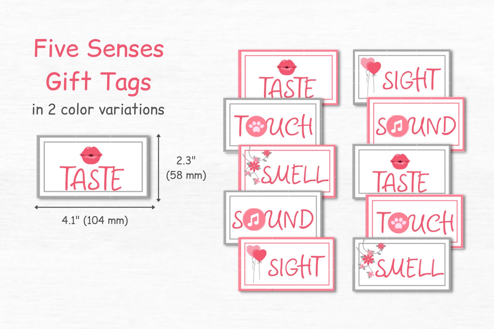 5 Senses Gift Tags Printable Labels 1st Anniversary Gift for Husband ...