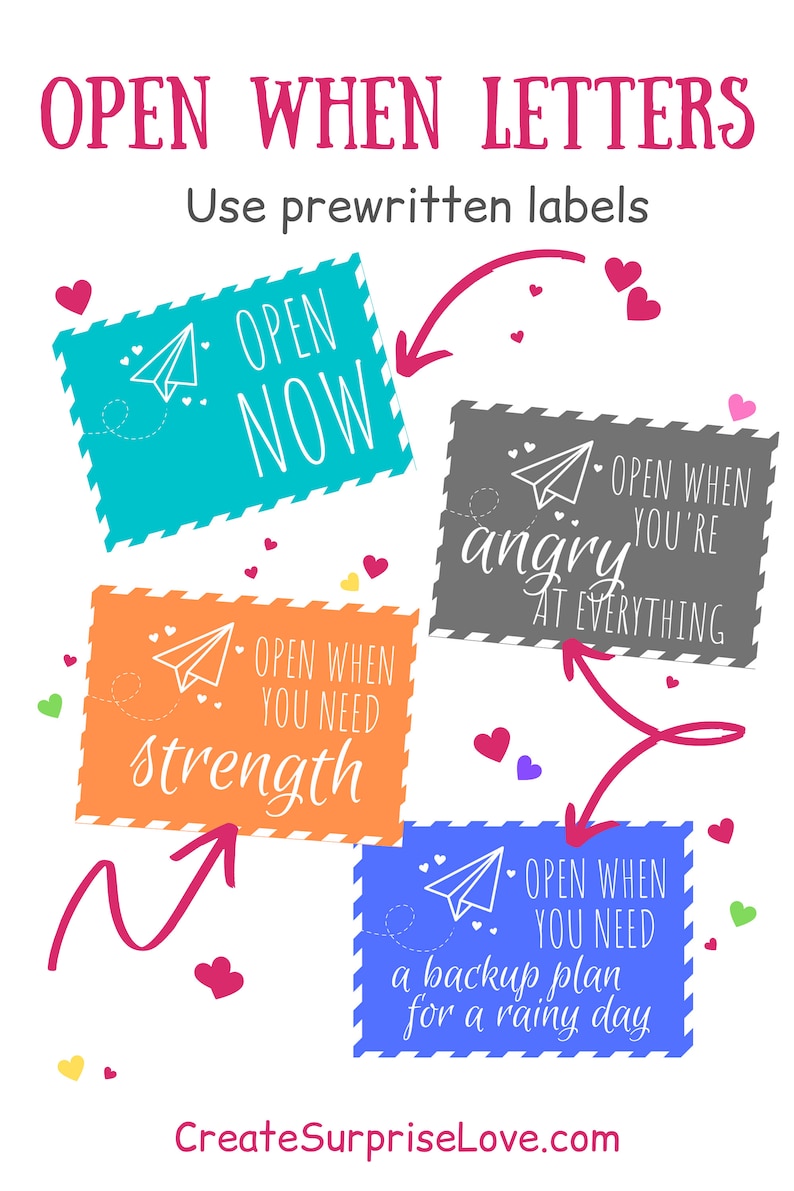 Open When Letters Printable Labels DIY Kit Long Distance - Etsy