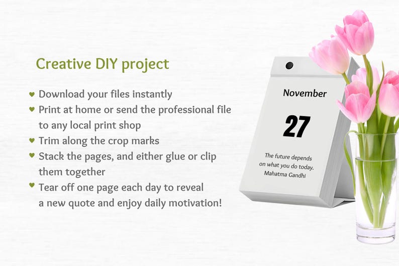 Printable Tear-off Daily Calendar 2026 2027 | 365 Motivational Quotes ...