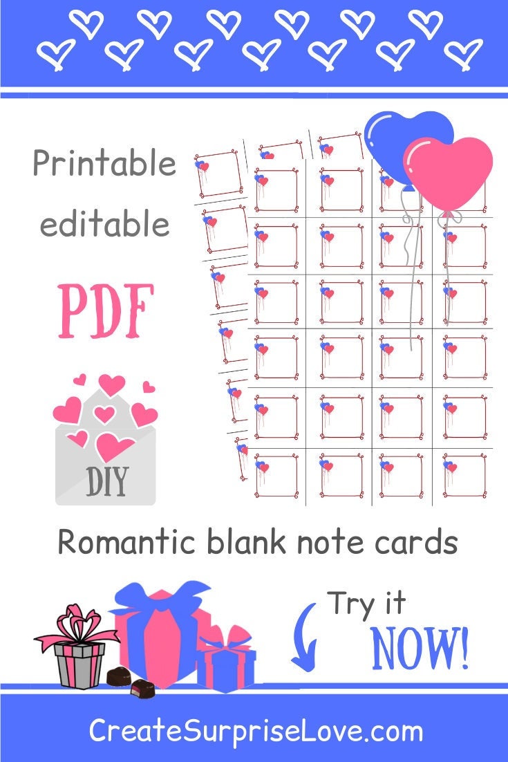Love Notes Template Printable Message Cards Personalized Note - Etsy