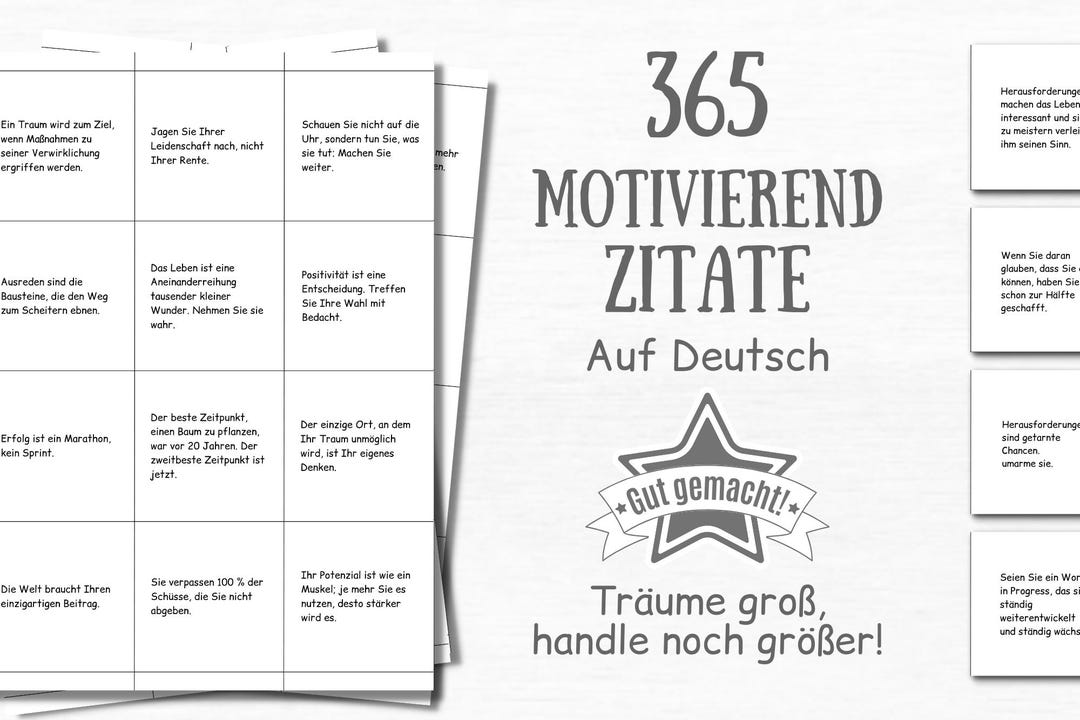 365 Printable Motivational Quotes in German Daily Inspirational Quotes ...