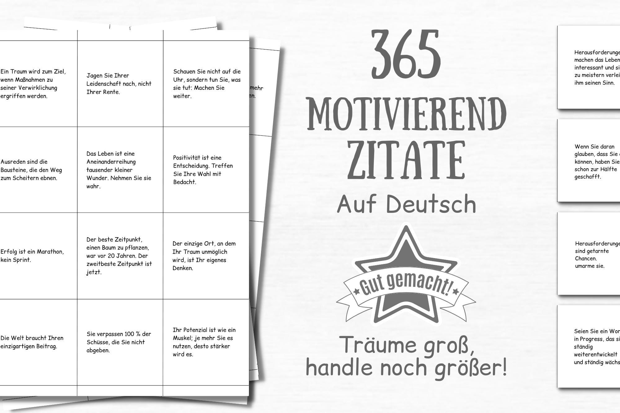 365 Printable Motivational Quotes in German Daily Inspirational Quotes ...