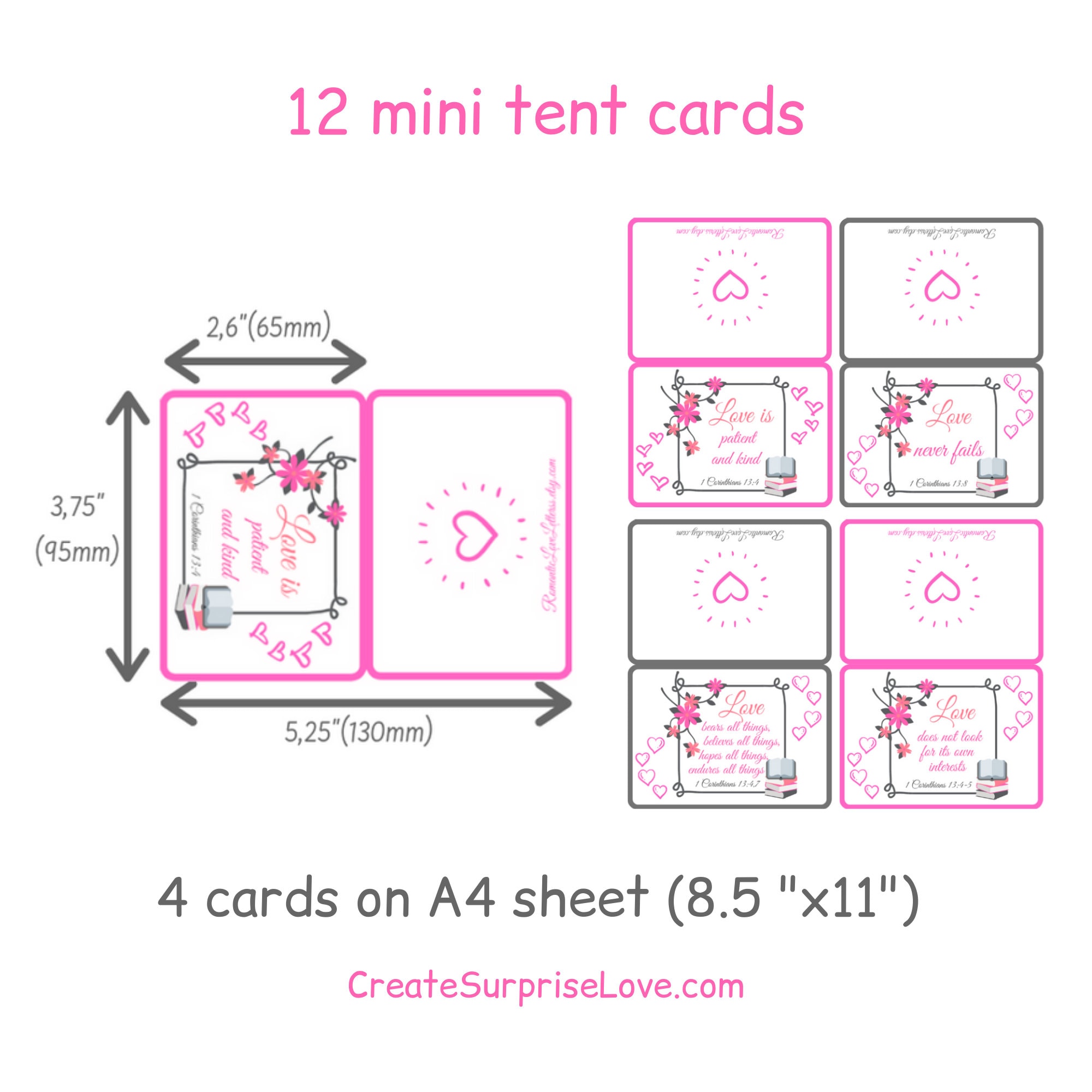 1 Corinthians 13 Bible Verse Cards Love Quotes DIY Scripture | Etsy