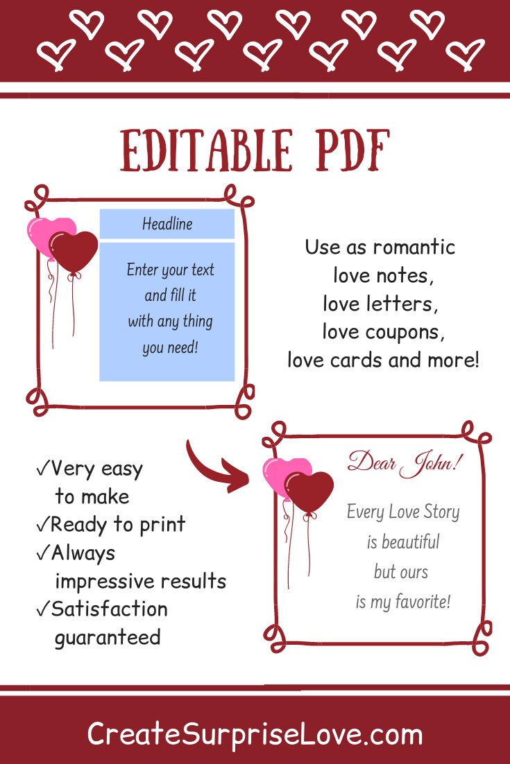 Love Notes Template Personalized Note Cards Printable Message - Etsy