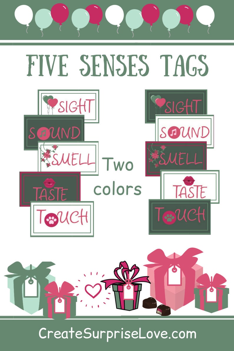 5 Senses Gift Tags Printable Labels Boyfriend Care Package for - Etsy