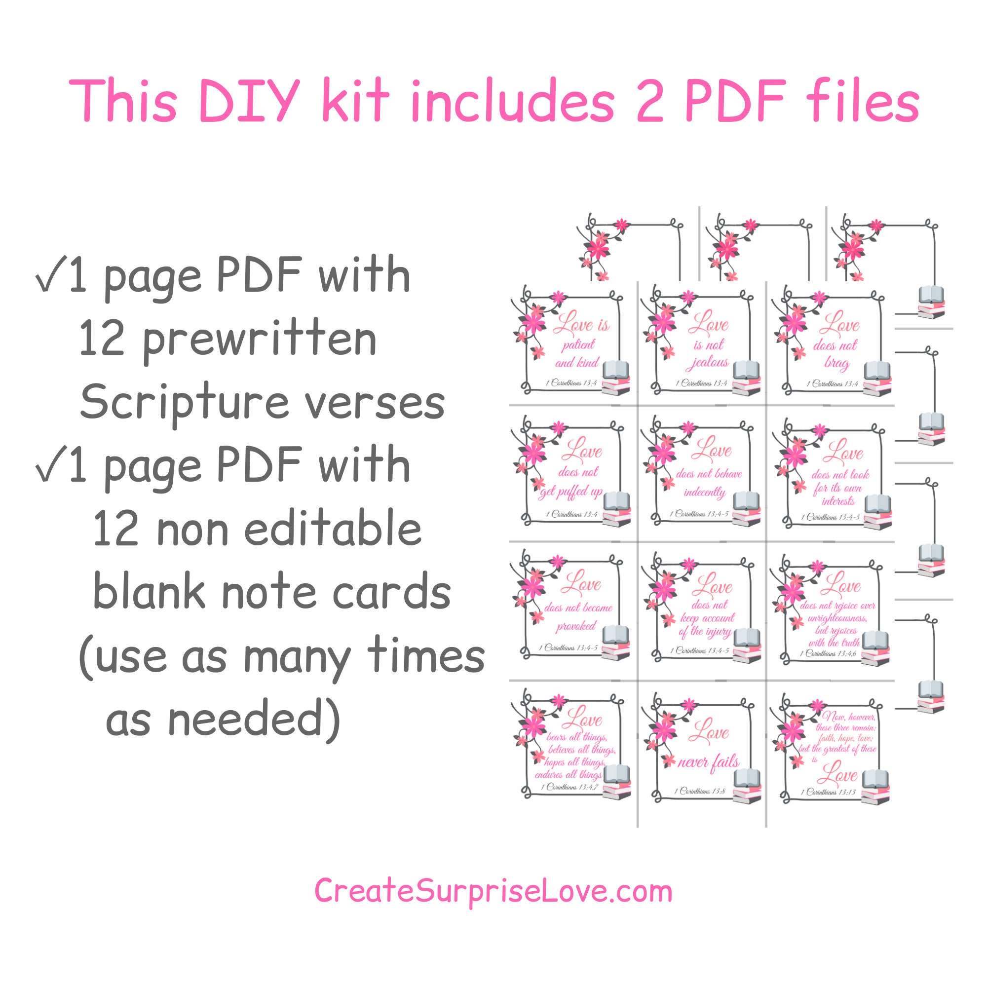 1 Corinthians 13 Bible Verse Cards Love Quotes Bible | Etsy