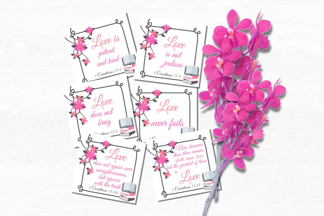 1 Corinthians 13 Bible Verse Cards Love Quotes Bible Journaling Daily ...