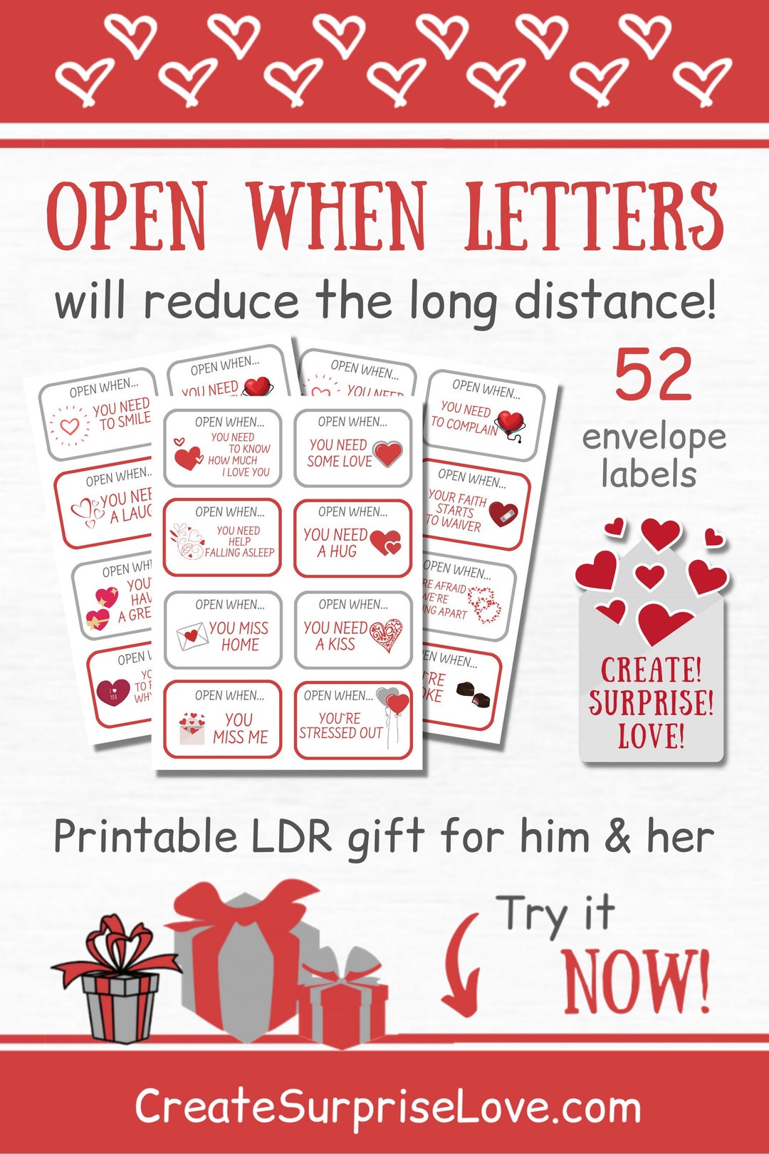 Open When Letters Printable Labels Long Distance Relationship - Etsy