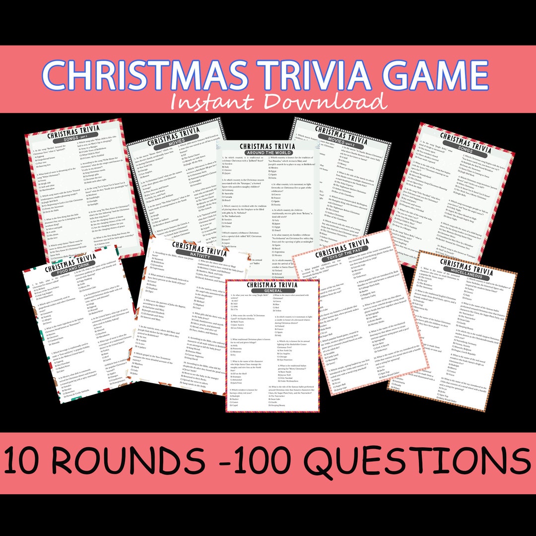 Printable Christmas Trivia Game | Christmas Party Game | Christmas ...