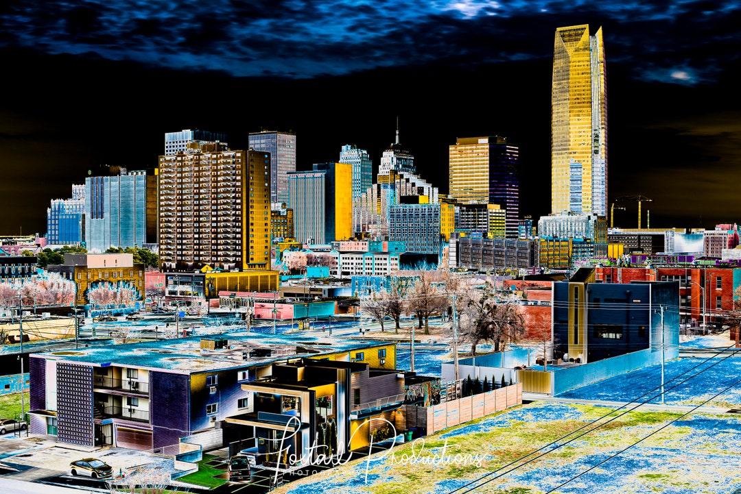 Oklahoma Cityscape Photograph, Modern Skyline Art Print - Etsy