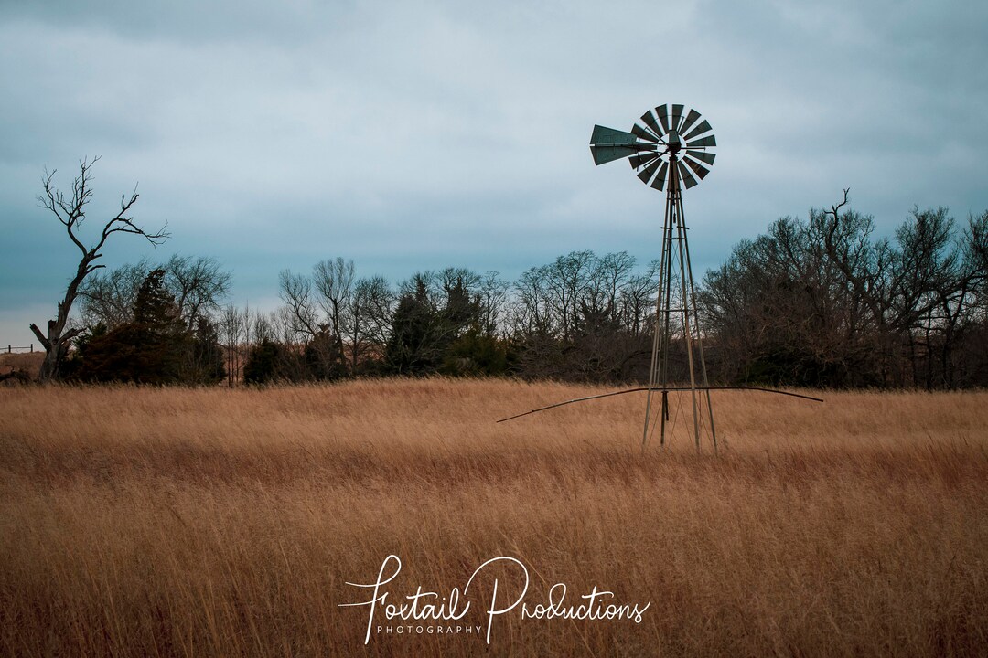Oklahoma Windmill Fine Art Print – Rustic Farm Landscape Photography - Etsy