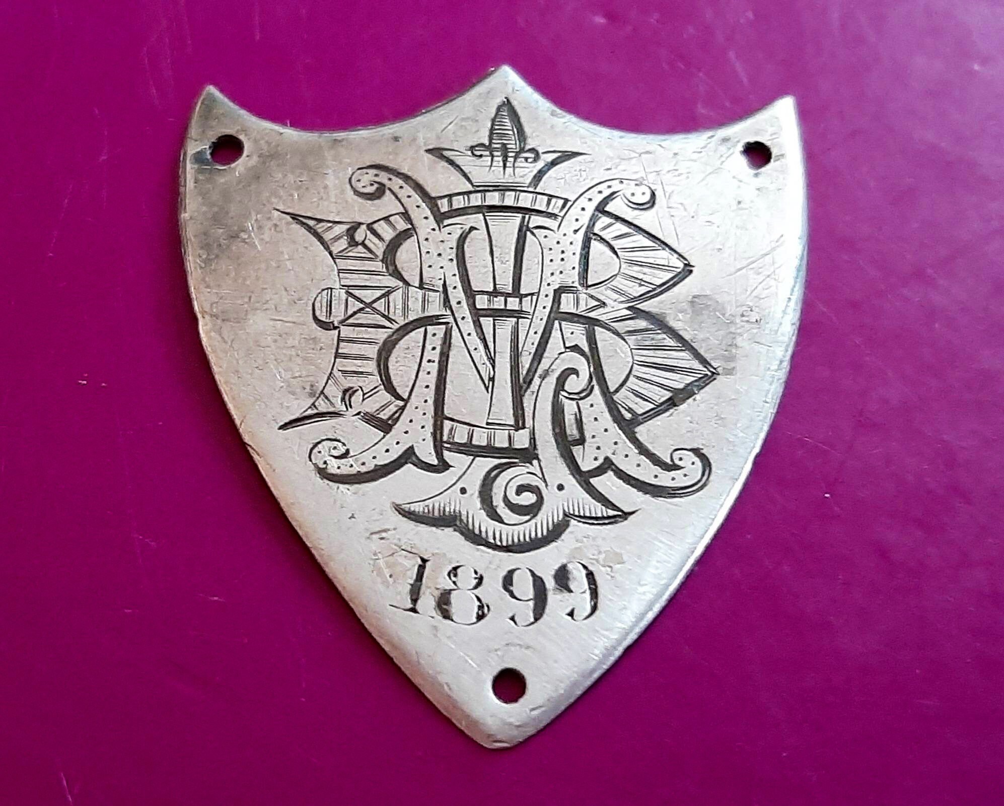 Handsome silver shield plaque Victorian silver shield shaped | Etsy