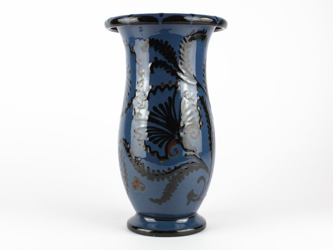Karlsruher Majolika, Alfred Kusche Antique Ceramic Vase, German Pottery ...
