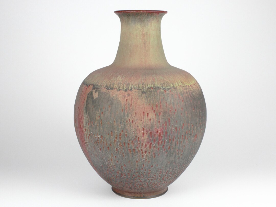 XL Mario Enke Studio Ceramic Vase, Pink Gray Blue Signed Studio Pottery ...