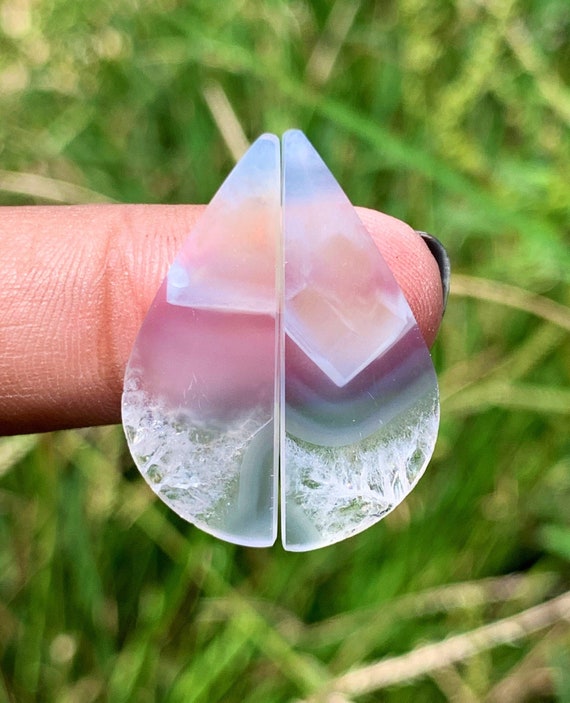 Crystal Blue Ice Agate Pairs Etsy UK