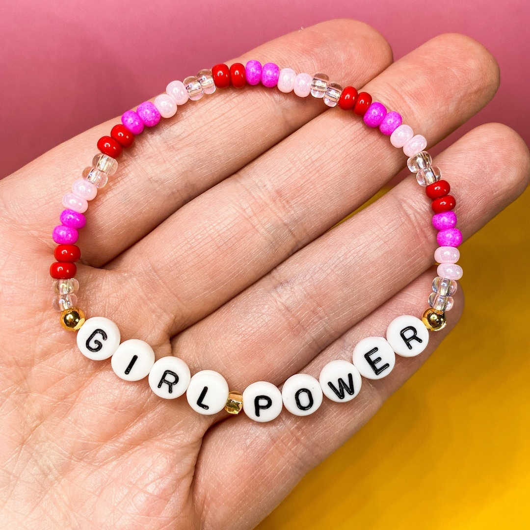 GIRL POWER Cute Girly Beaded Elastic Bracelet Accessory - Etsy