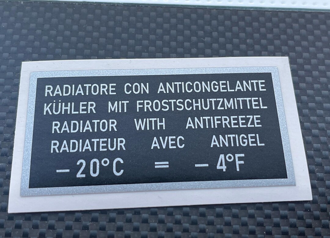 Engine Coolant Sticker for Most Older Ferrari Models Radiator ...