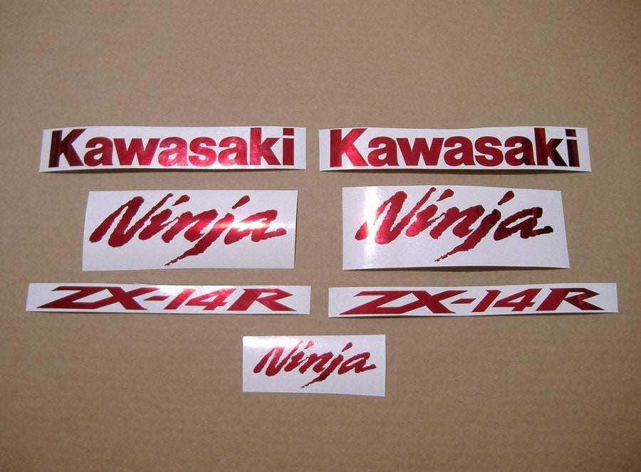 ZX14R ZX1400 Ninja Chrome Red Custom Carbon Purple Decals Stickers Set ...
