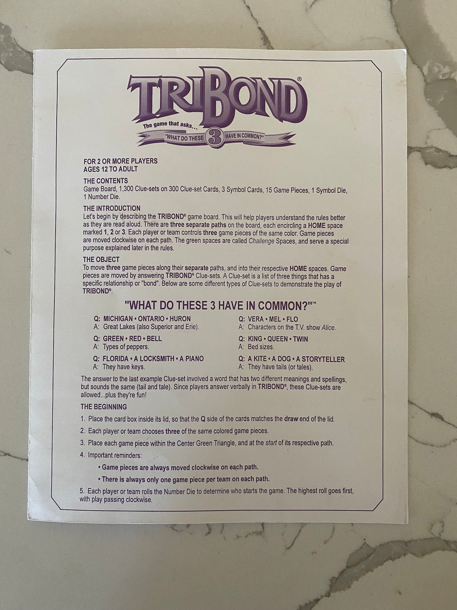 Tribond Board Game 1995 ... What Do These 3 Have in Common - Etsy