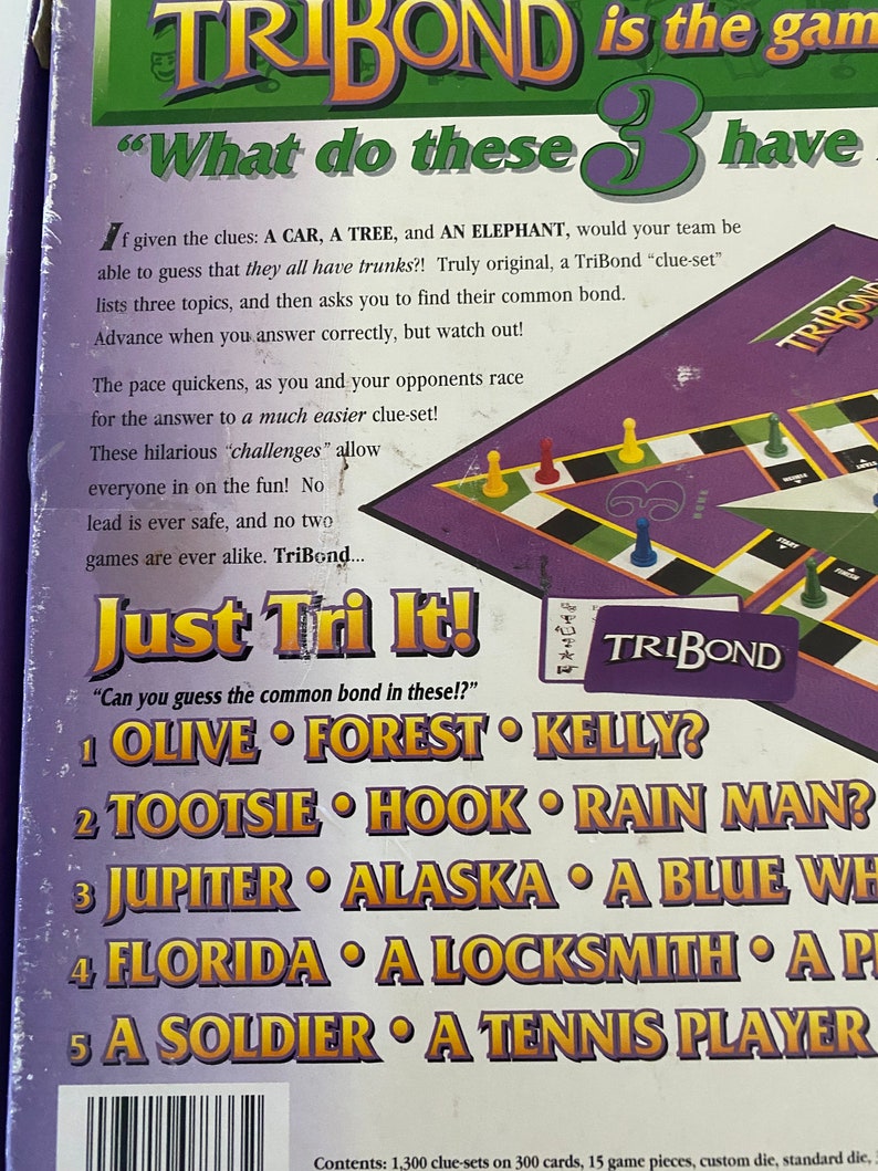 Tribond Board Game 1995 ... What Do These 3 Have in Common - Etsy