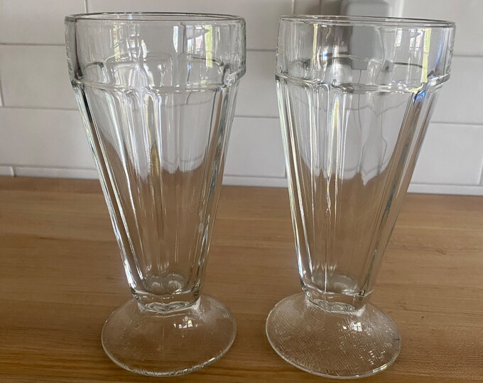 Libbey Soda Fountain Milkshake Glasses With Basketweave Base - Etsy